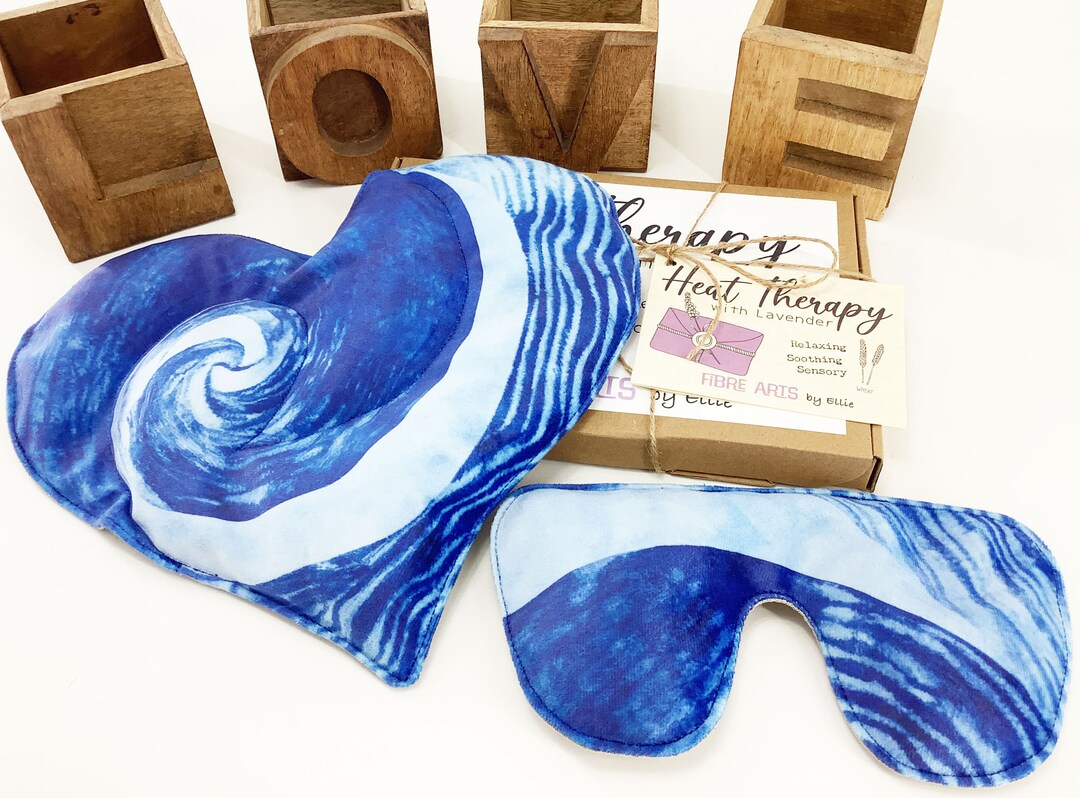 Shibori Indigo Wheat Bag Eye Pillow Gift Set Scented Heat Therapy ...