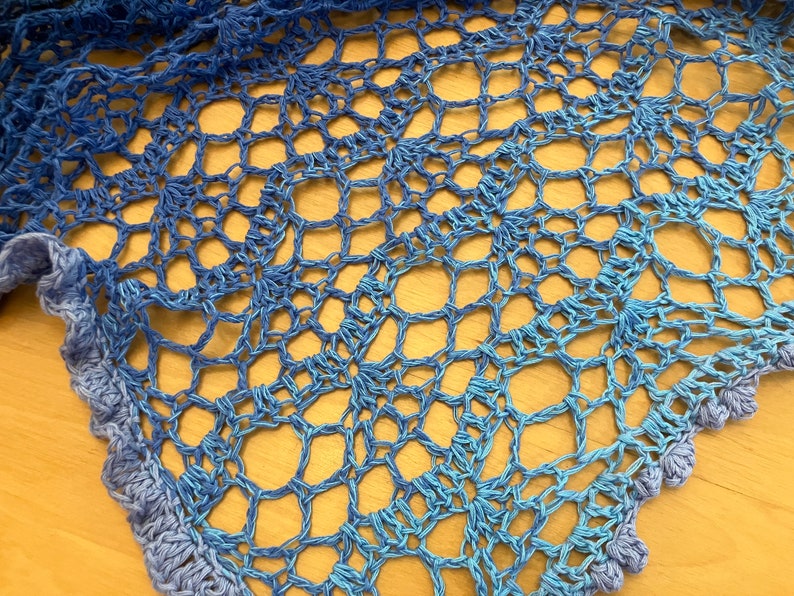 Ocean Waves Crochet Shawl With Natural Sea Colors Made With Cotton Yarn ...