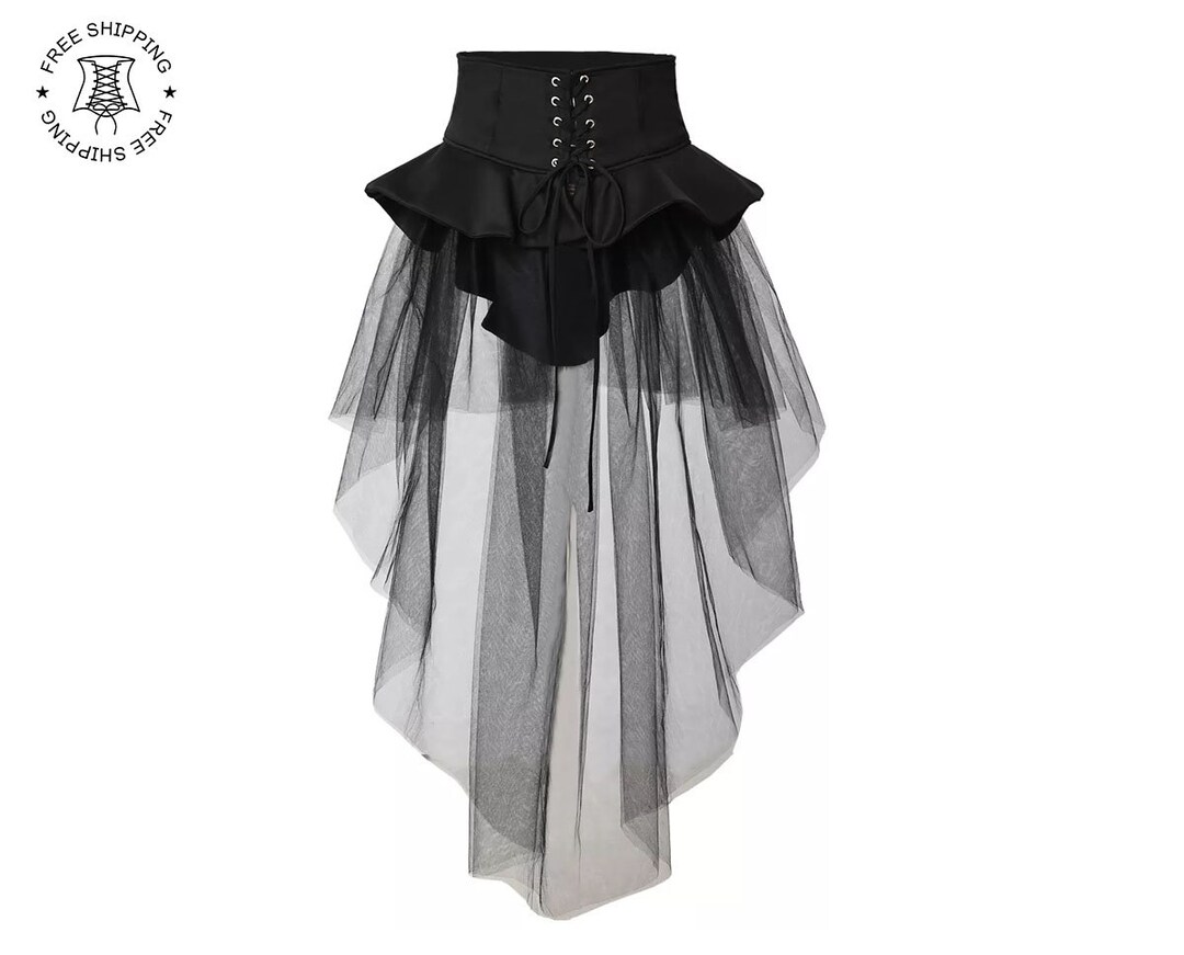 Gothic High Waisted Corset Skirt Renaissance Underbust Black - Etsy ...