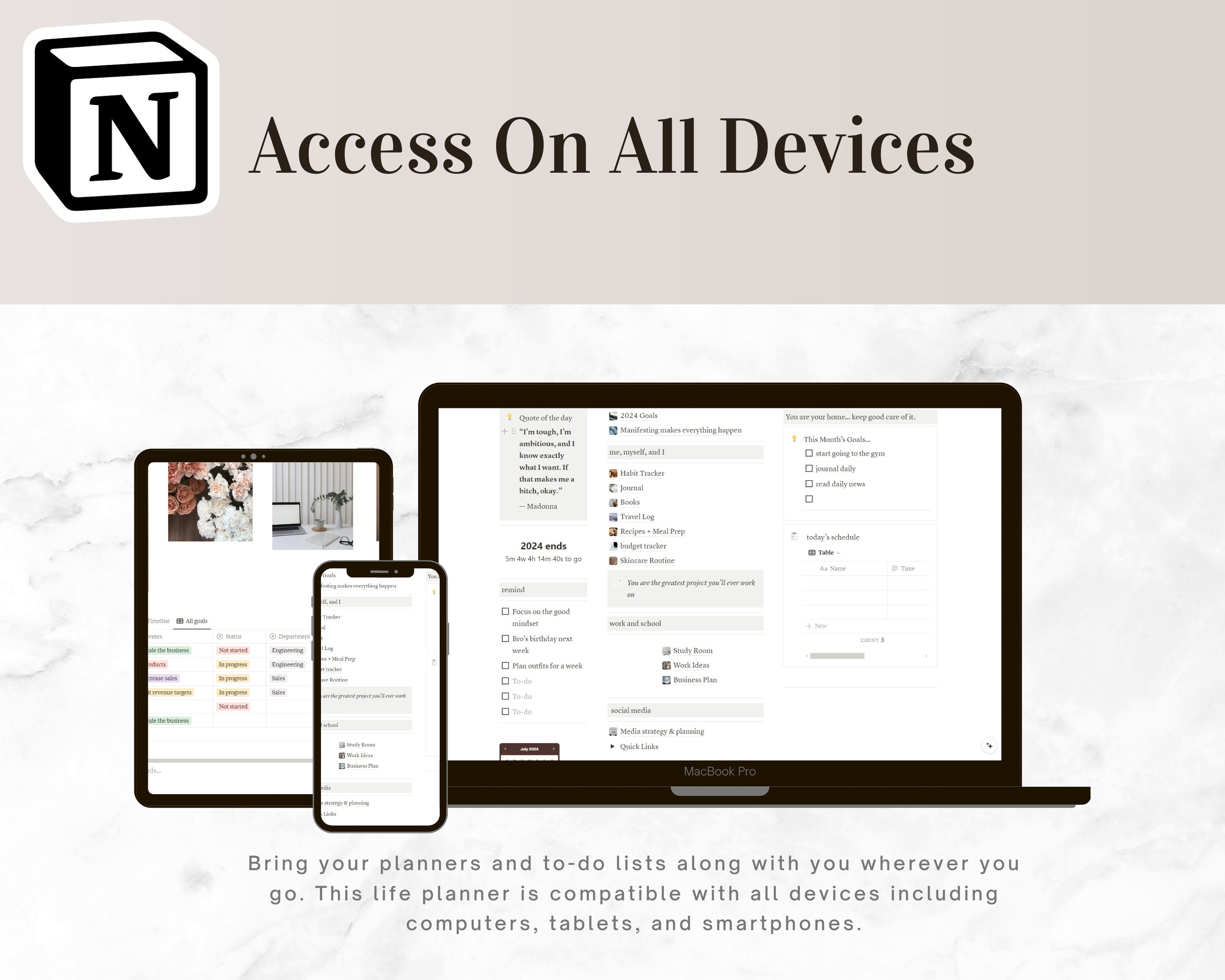 Notion Template ALL IN ONE Life Notion Planner Dashboard Aesthetic ...