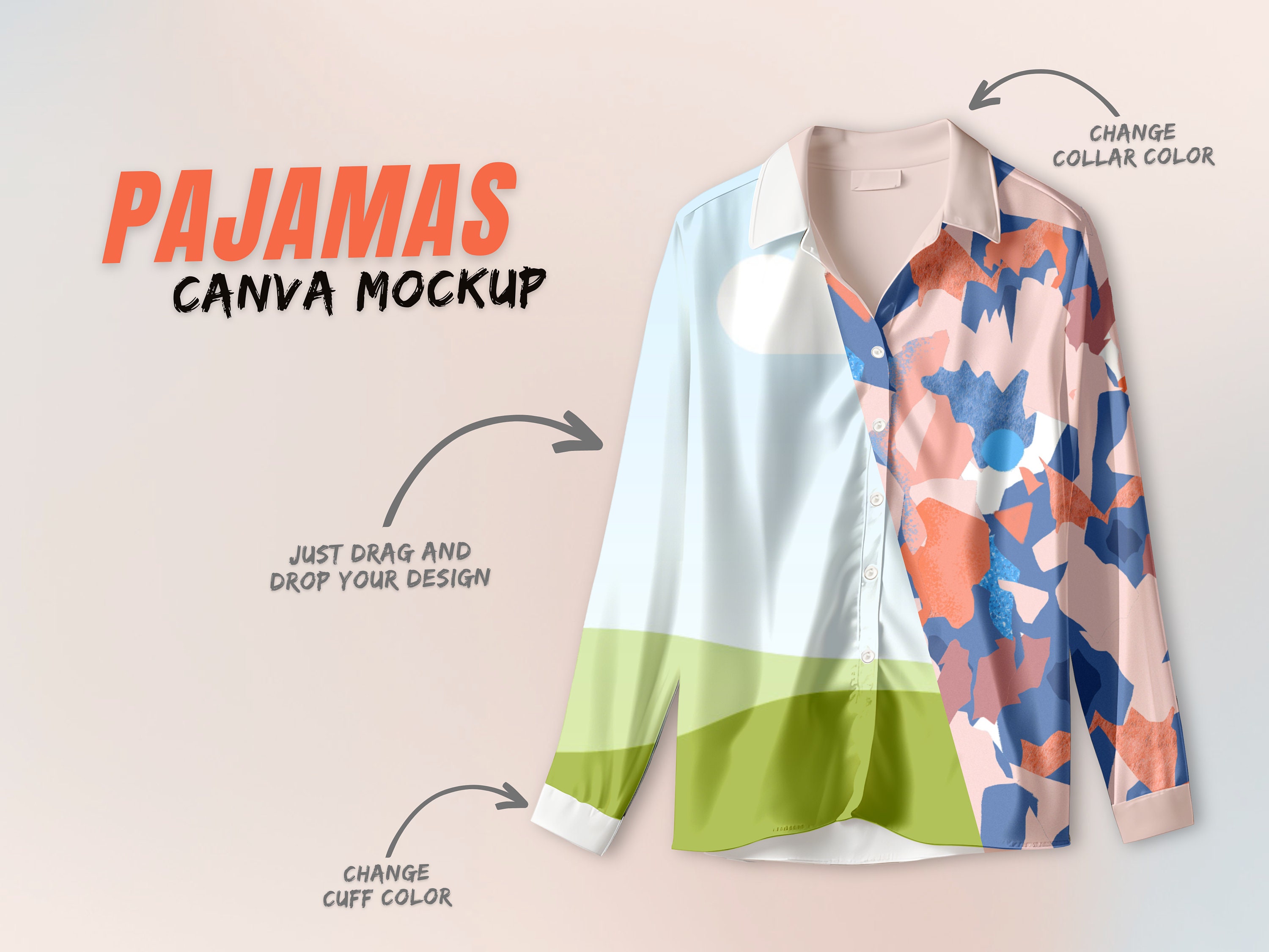 Pajamas Canva Mockup: Full Sleeve Suit (digital Download) - Etsy