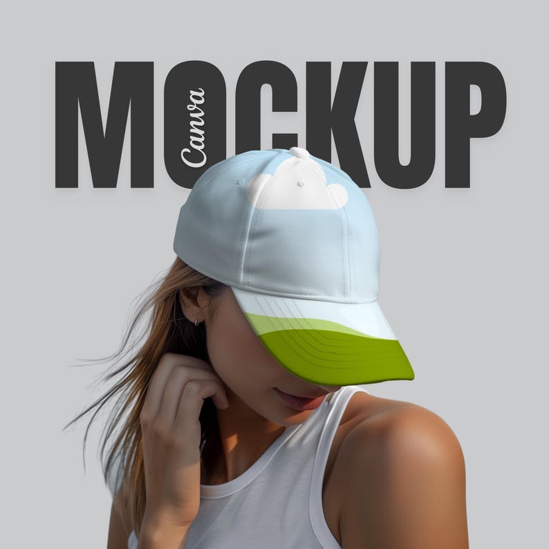 Women Wearing Baseball Cap Canva Mockup - Editable Digital Template - Etsy