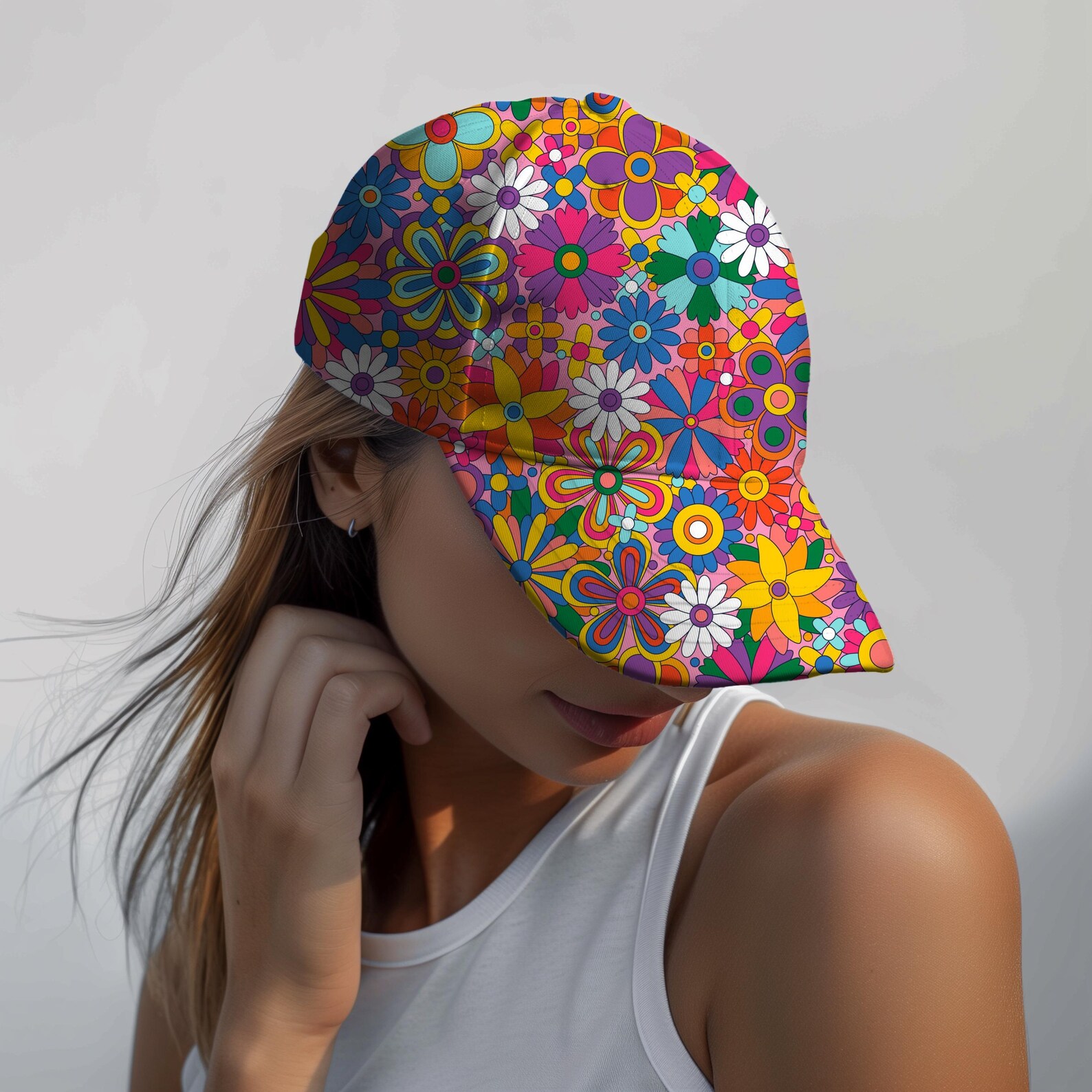 Women Wearing Baseball Cap Canva Mockup - Editable Digital Template - Etsy