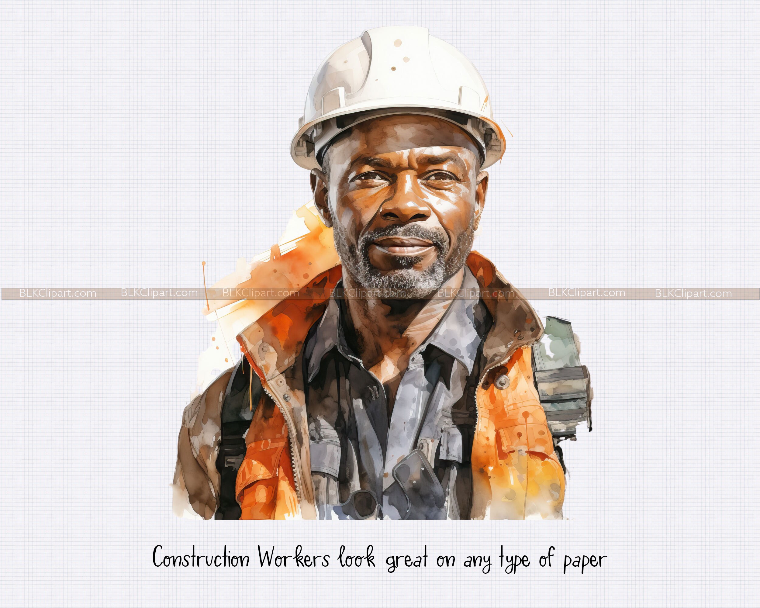 African American Clipart of Rugged Black Construction Workers. Black ...