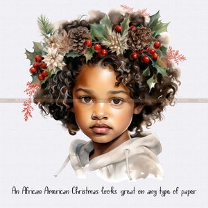 Joyful African American Christmas Clipart - Black Santa, Trees, and ...