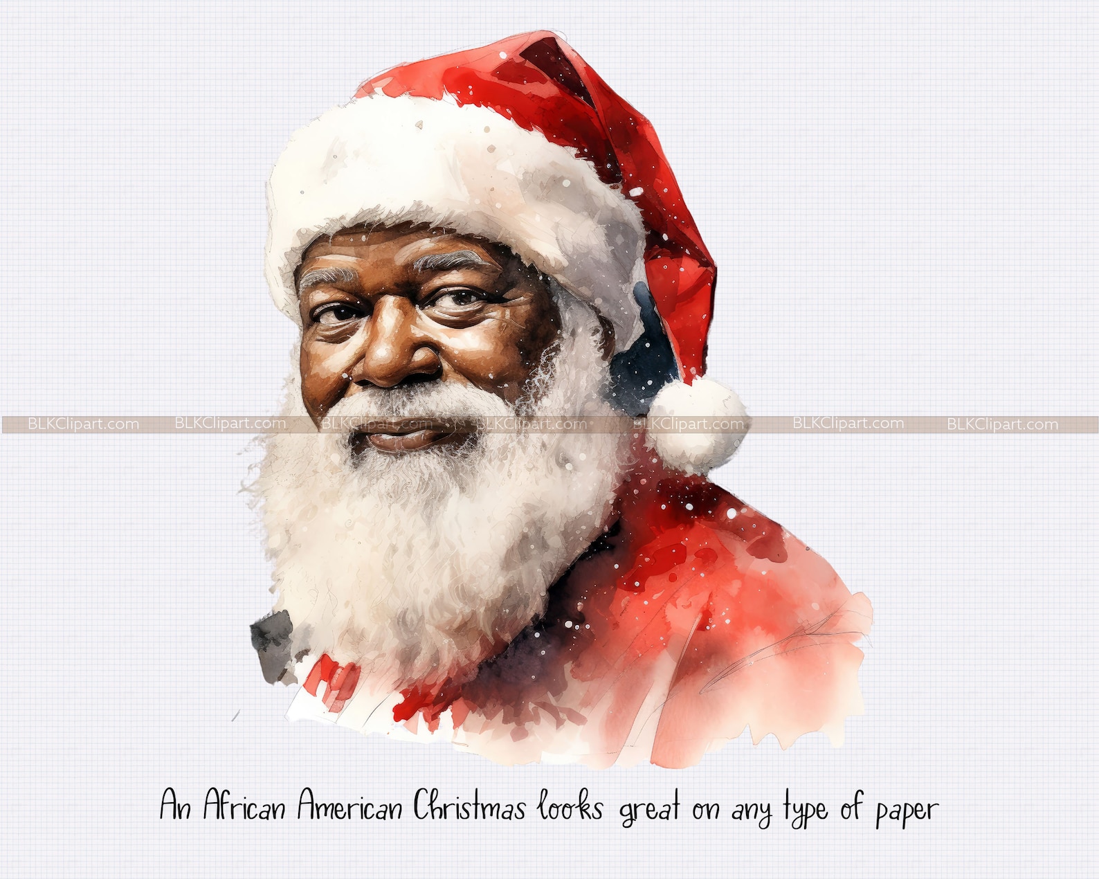 Joyful African American Christmas Clipart Black Santa, Trees, and ...