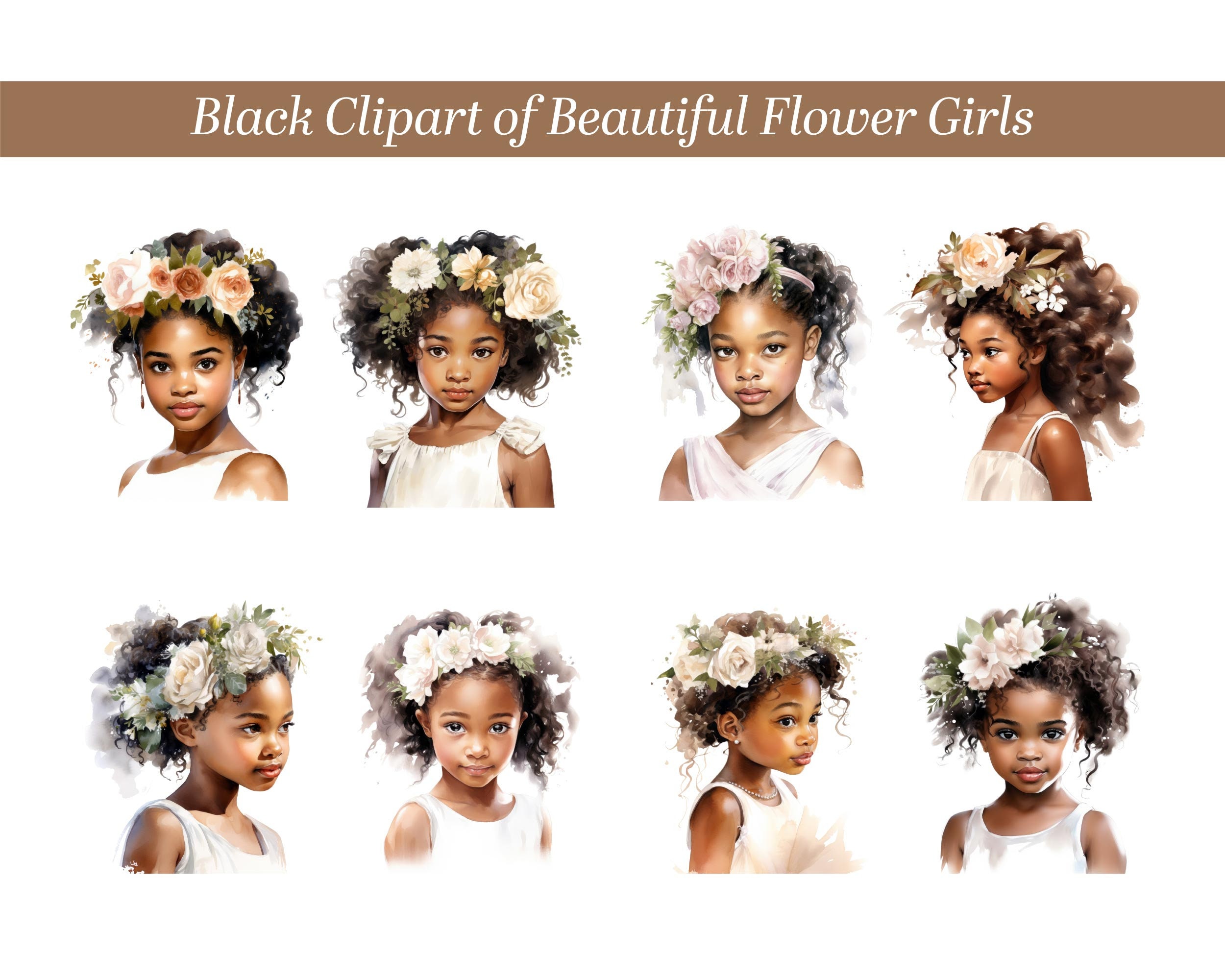 African American Clipart. Watercolor Clipart of Exquisite African ...