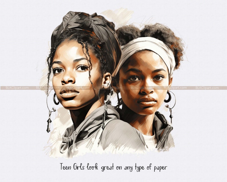 African American Teen Girls in Beautiful Clipart. Black Girl Magic ...