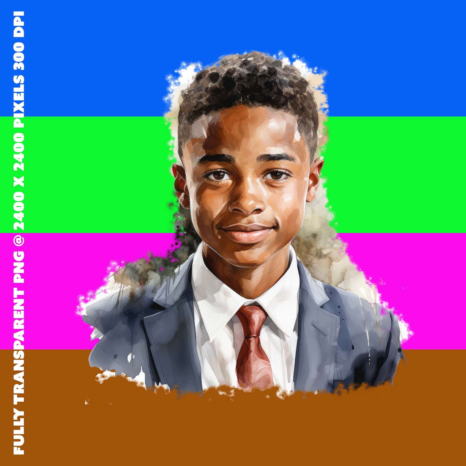 Watercolor African American Teen Boys Prom Clipart (PNG) - Etsy