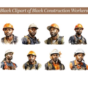 African American Clipart of Rugged Black Construction Workers. Black ...