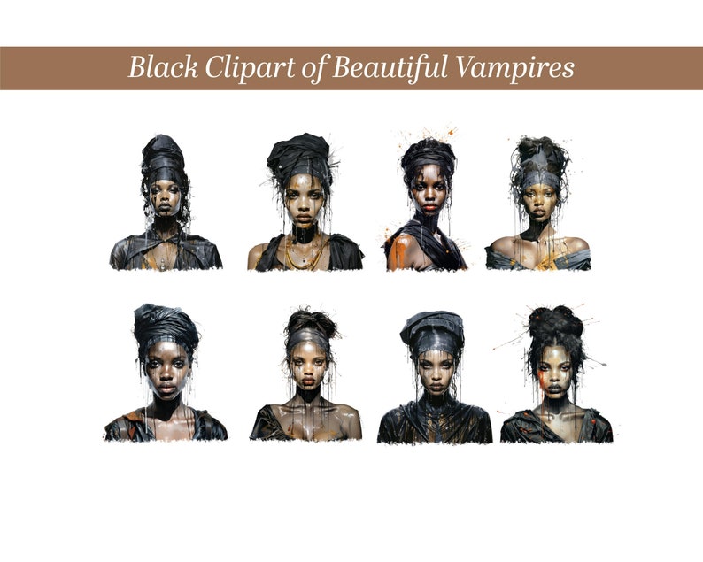 Watercolor Clipart of Truly Beautiful Black Vampire Women. - Etsy