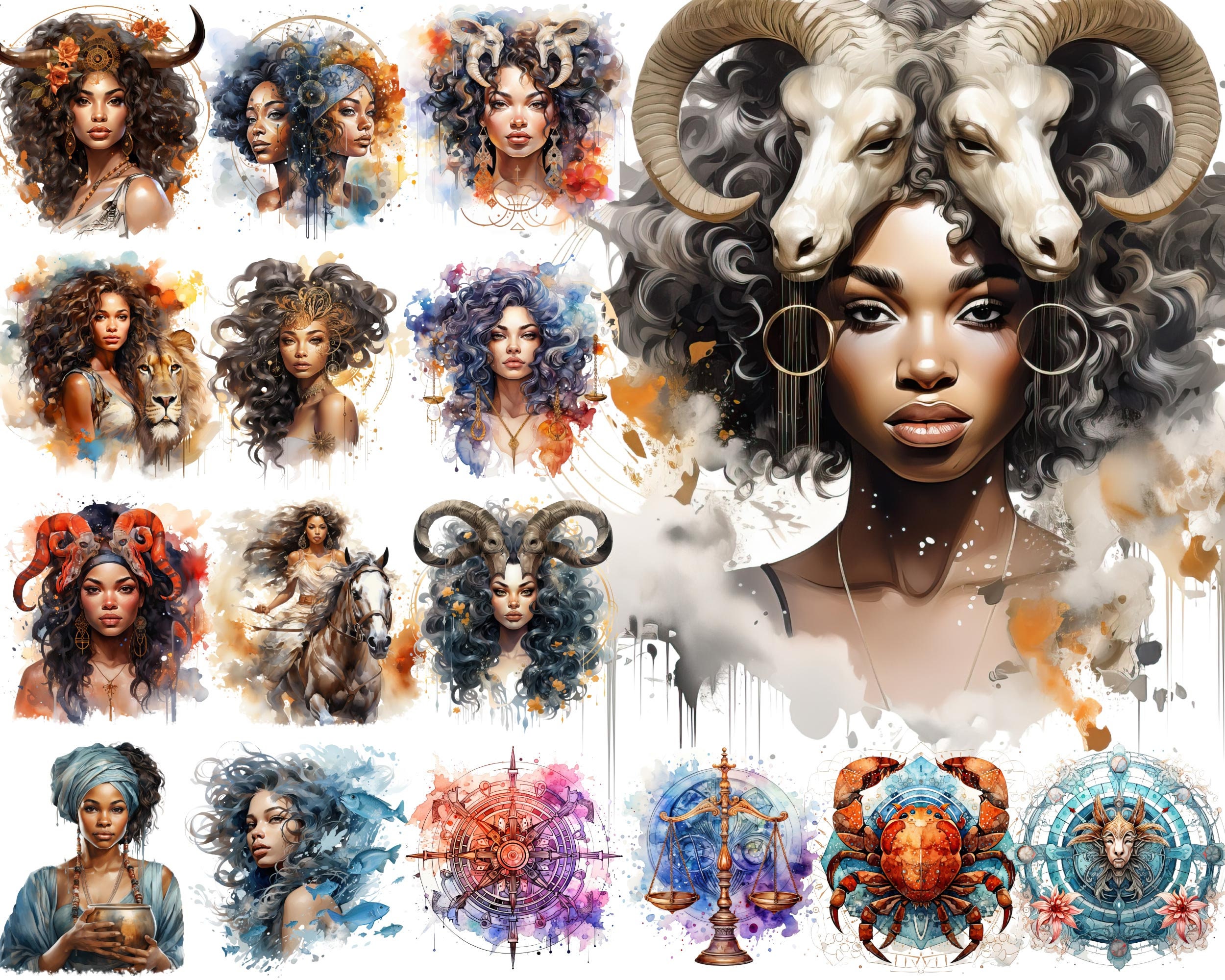 African American Clipart of the Signs of the Zodiac. Signs of the ...