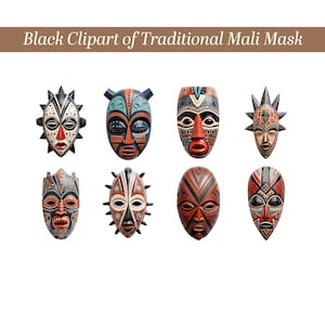 African Traditional Mali Masks Clipart, Illustrations, Transparent PNG ...