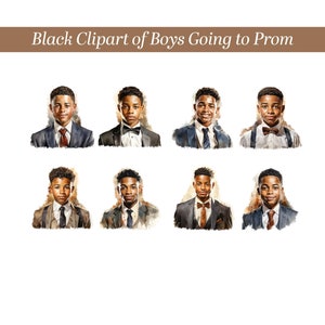 Watercolor African American Teen Boys Prom Clipart (PNG) - Etsy