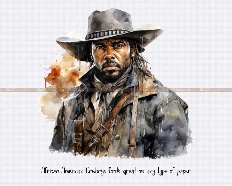 African American Clipart of Wild West Cowboys in Watercolor Clipart ...