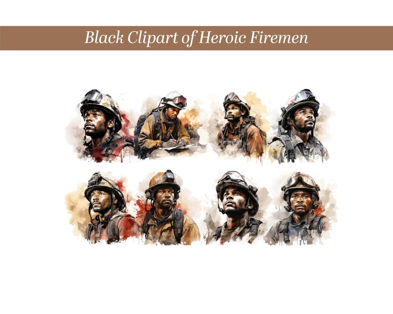 Clipart of Heroic African American Firefighters. Black Men Clipart ...