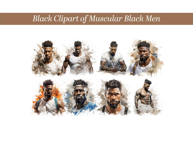 Clipart of Muscular Black Men. Black Clipart. Digital - Etsy UK