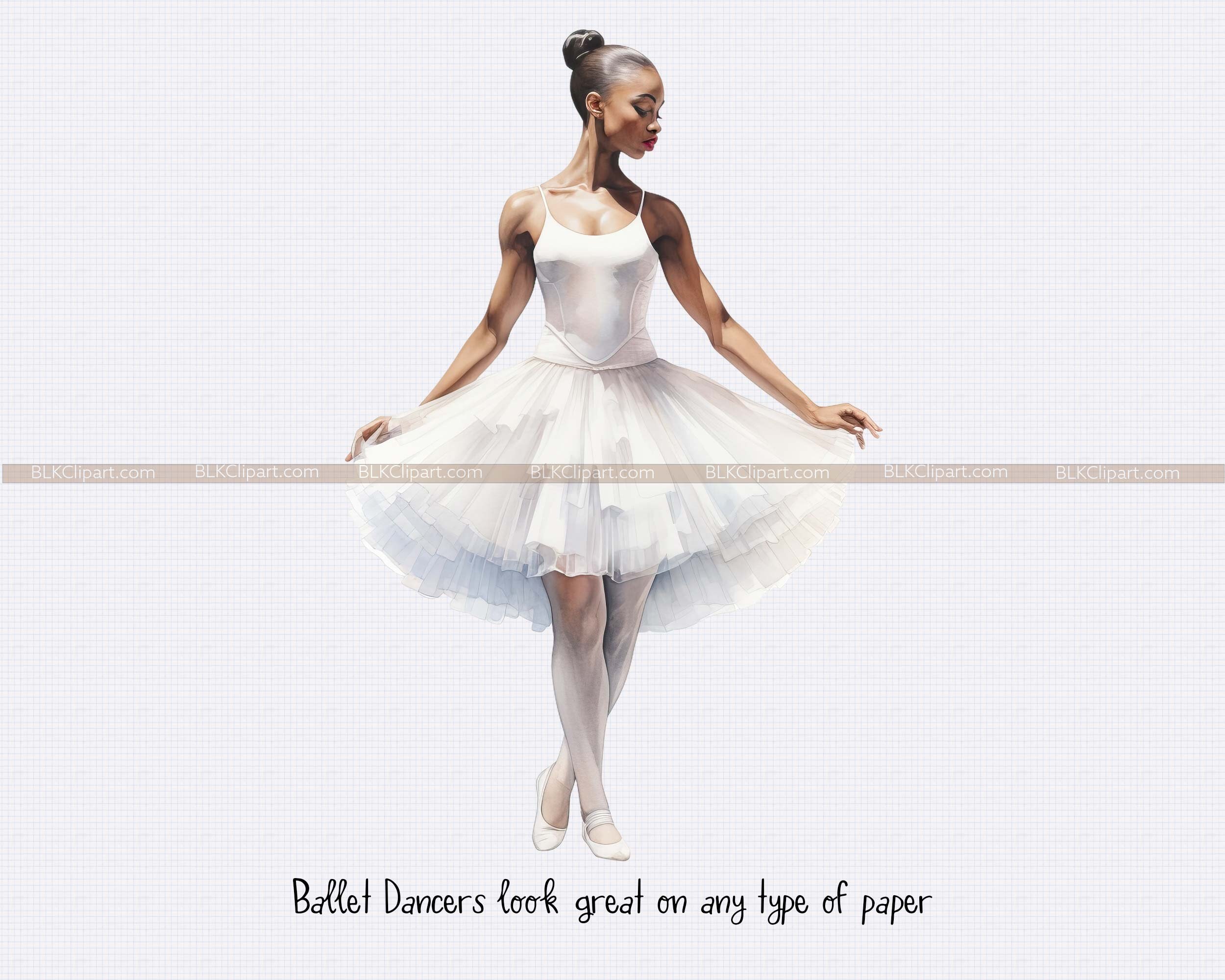 African American Ballerina Clipart: Elegant Dancer PNG (digital ...