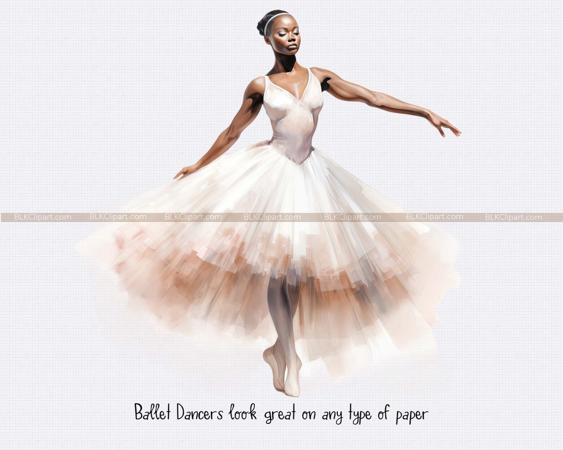 African American Ballerina Clipart. Elegant Dancer Clipart. African ...