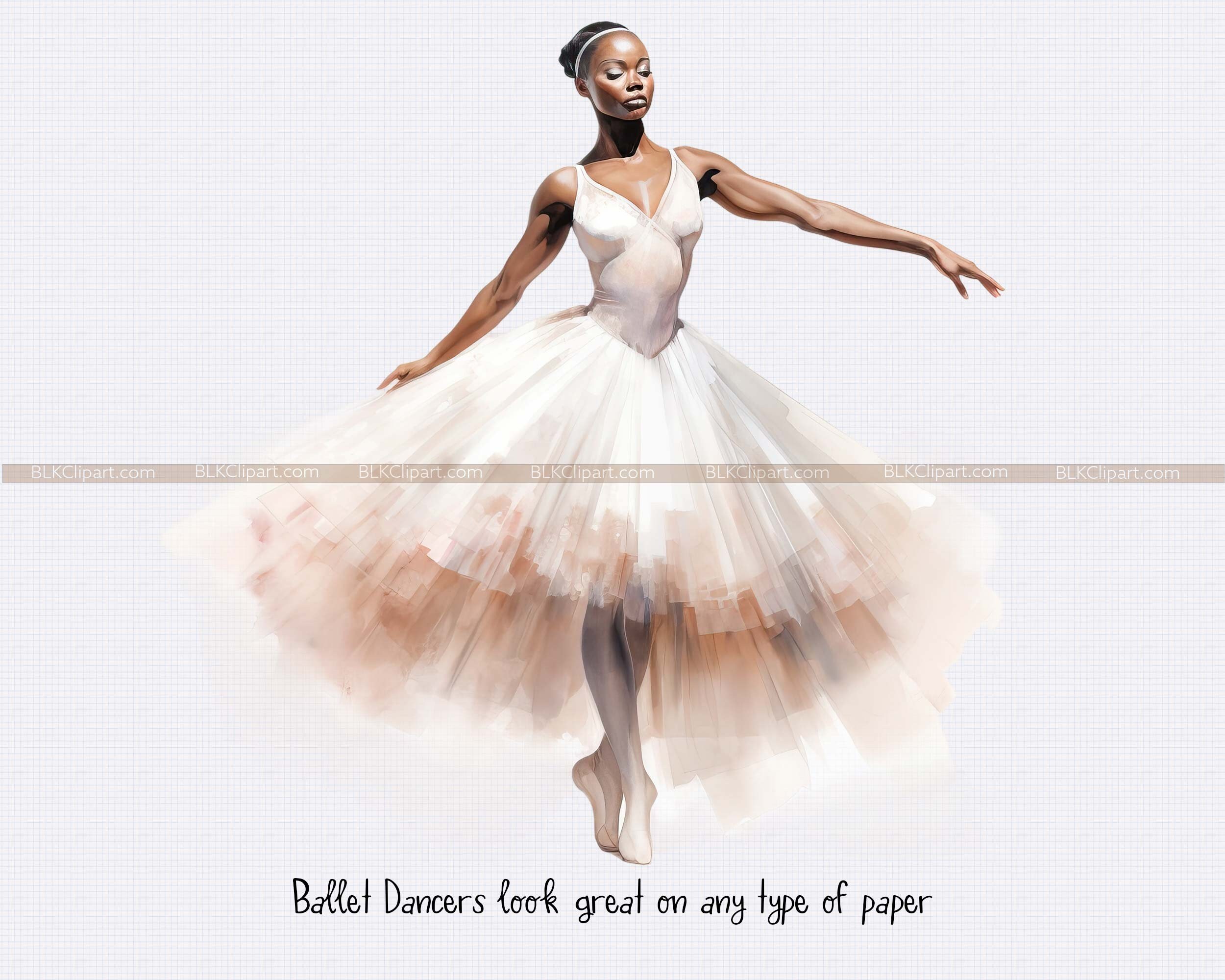 African American Ballerina Clipart: Elegant Dancer PNG (digital ...
