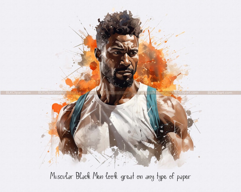 Clipart of Muscular Black Men. Black Clipart. Digital - Etsy
