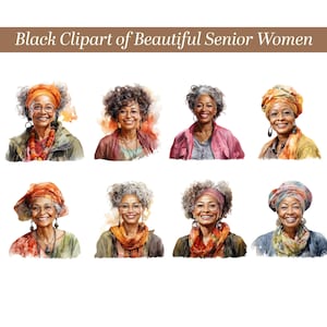 Watercolor African American Senior Women Clipart: PNG Images ...