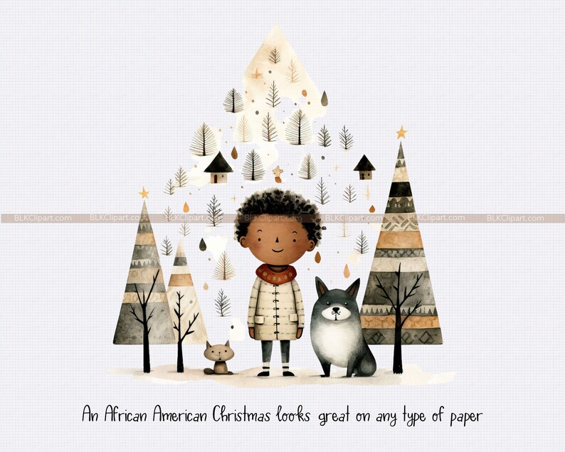 African American Clipart of a Beautiful Black Christmas. African ...