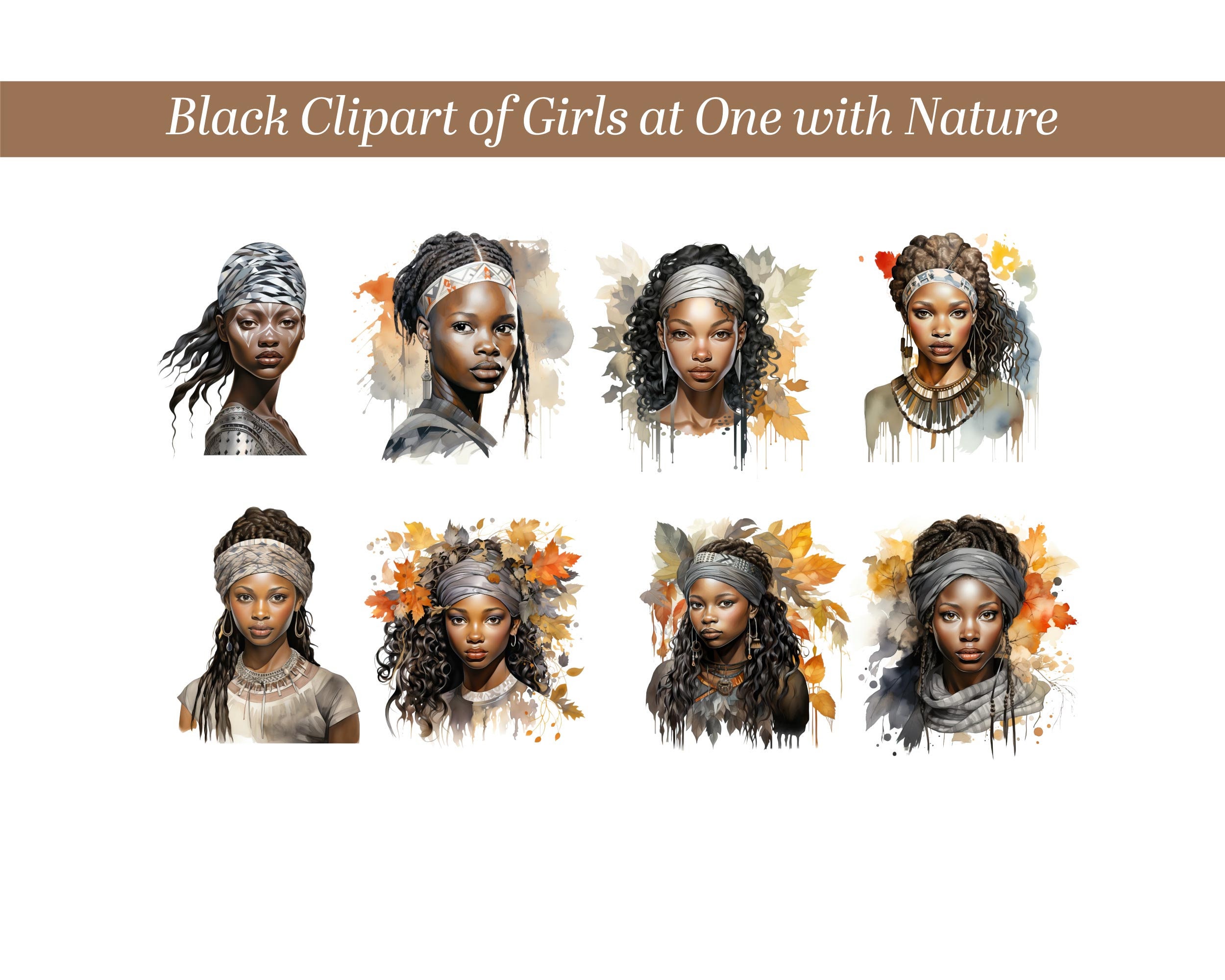 African American Clipart of Beautiful Black Girls Totally at One With ...