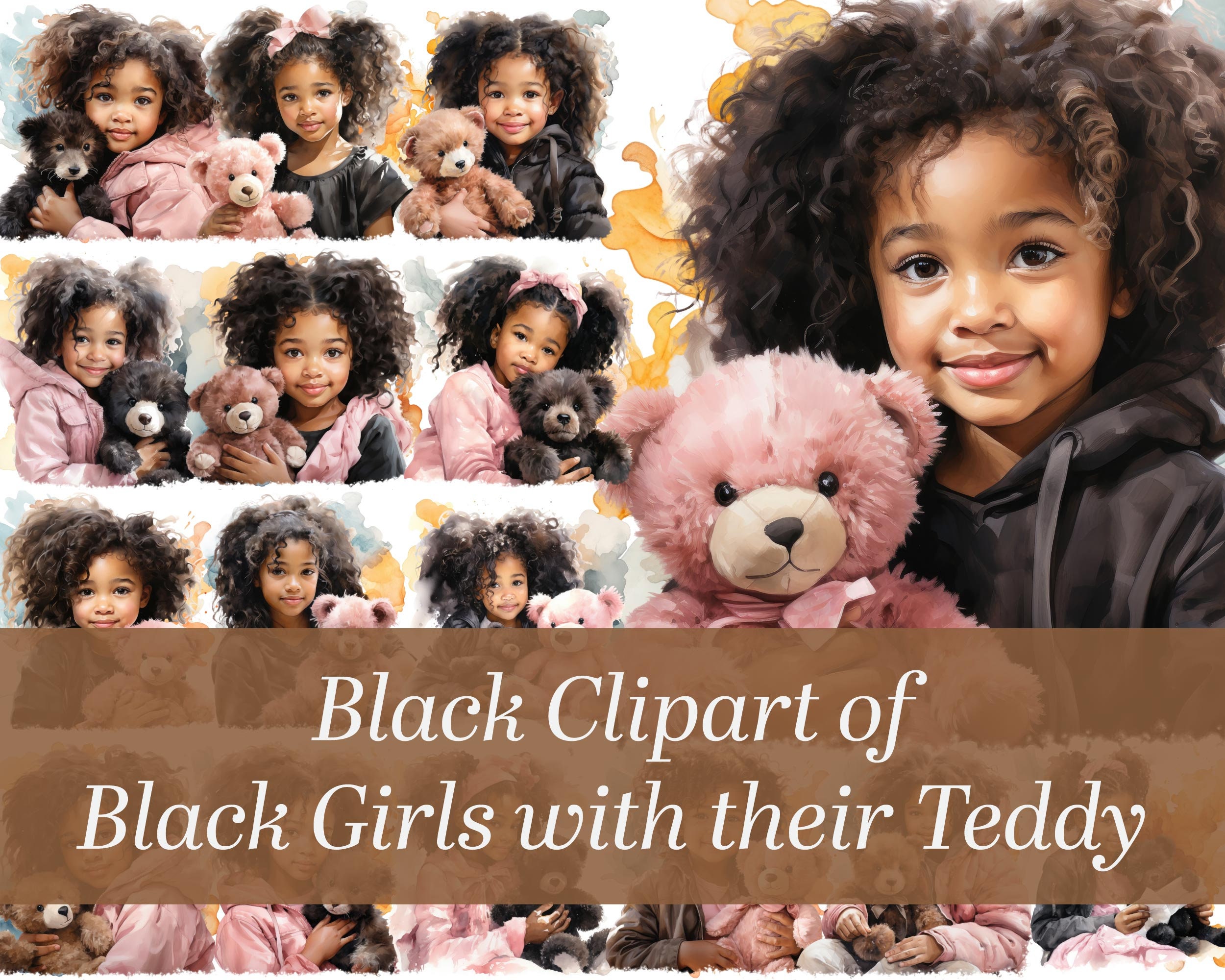 African American Clipart of Very Cute Young Black Girls Playing With ...