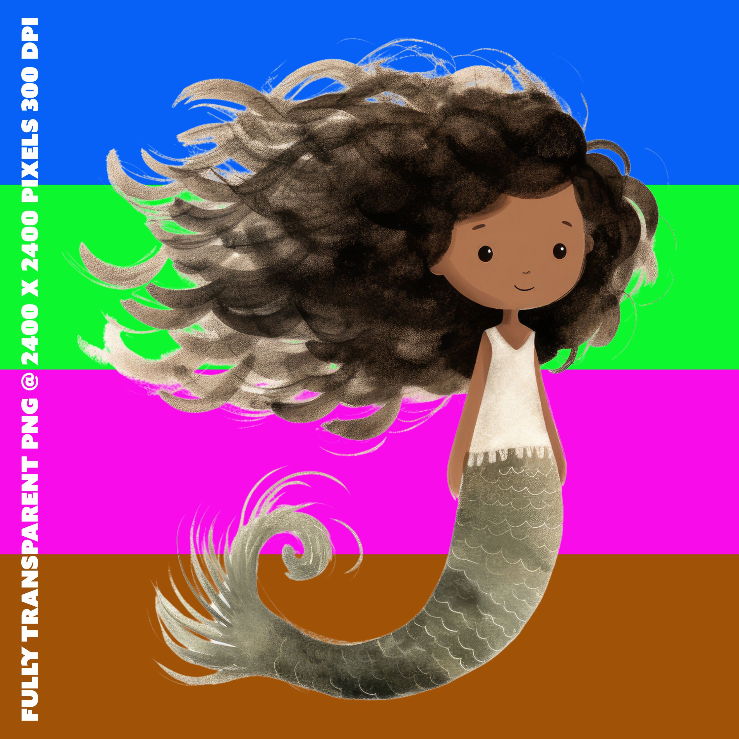 African American Clipart of Very Cute Young Mermaids. True Black ...