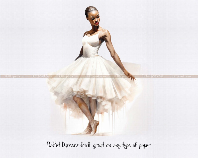 African American Ballerina Clipart: Elegant Dancer PNG (digital ...