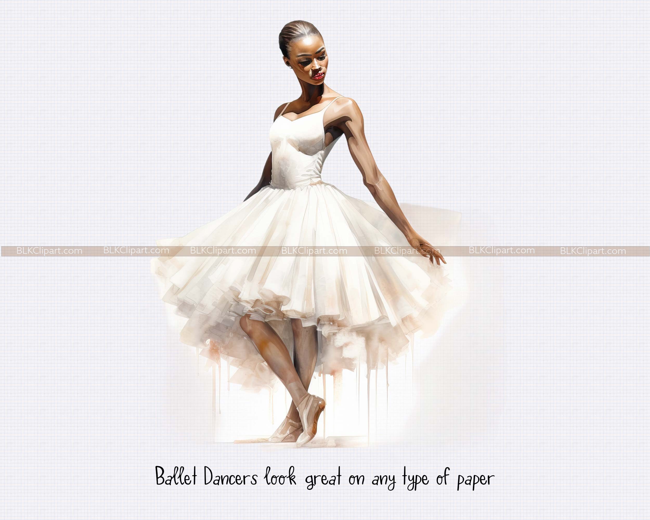African American Ballerina Clipart: Elegant Dancer PNG (digital ...