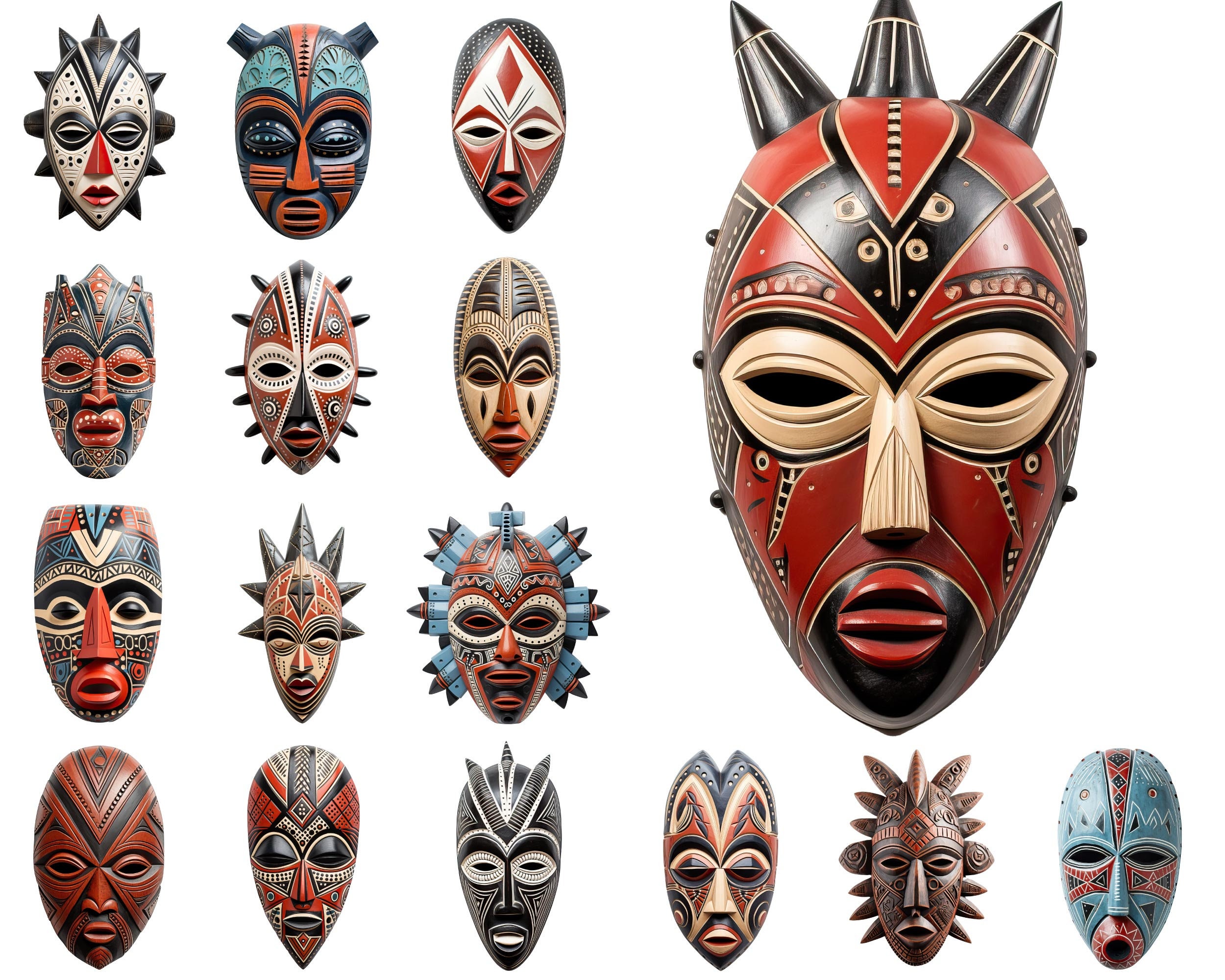 African Traditional Mali Masks Clipart, Illustrations, Transparent PNG ...