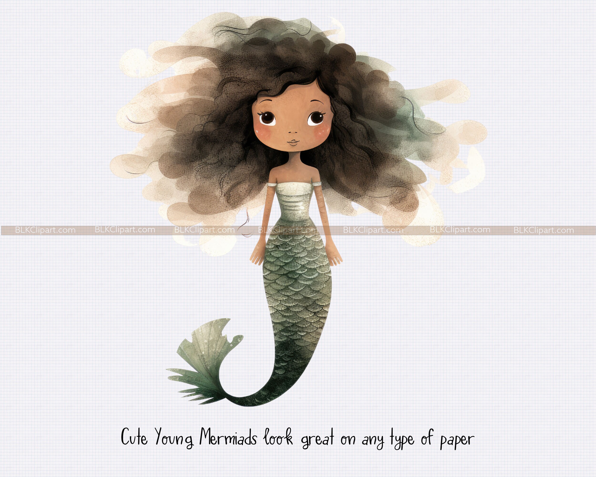 African American Clipart of Very Cute Young Mermaids. True - Etsy