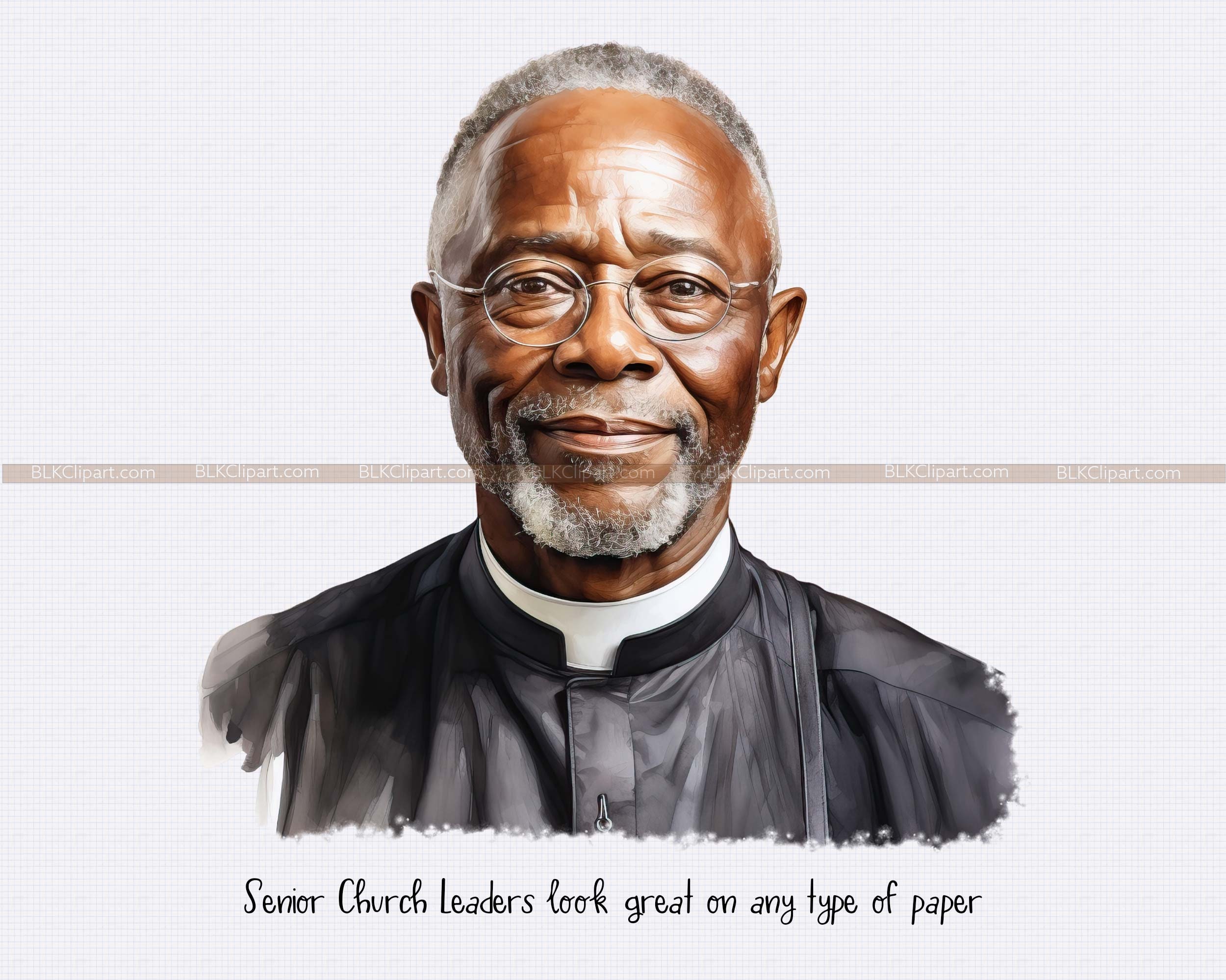 African American Church Clipart. Senior Church Leaders. Priests and Pastors Clipart. Black ...
