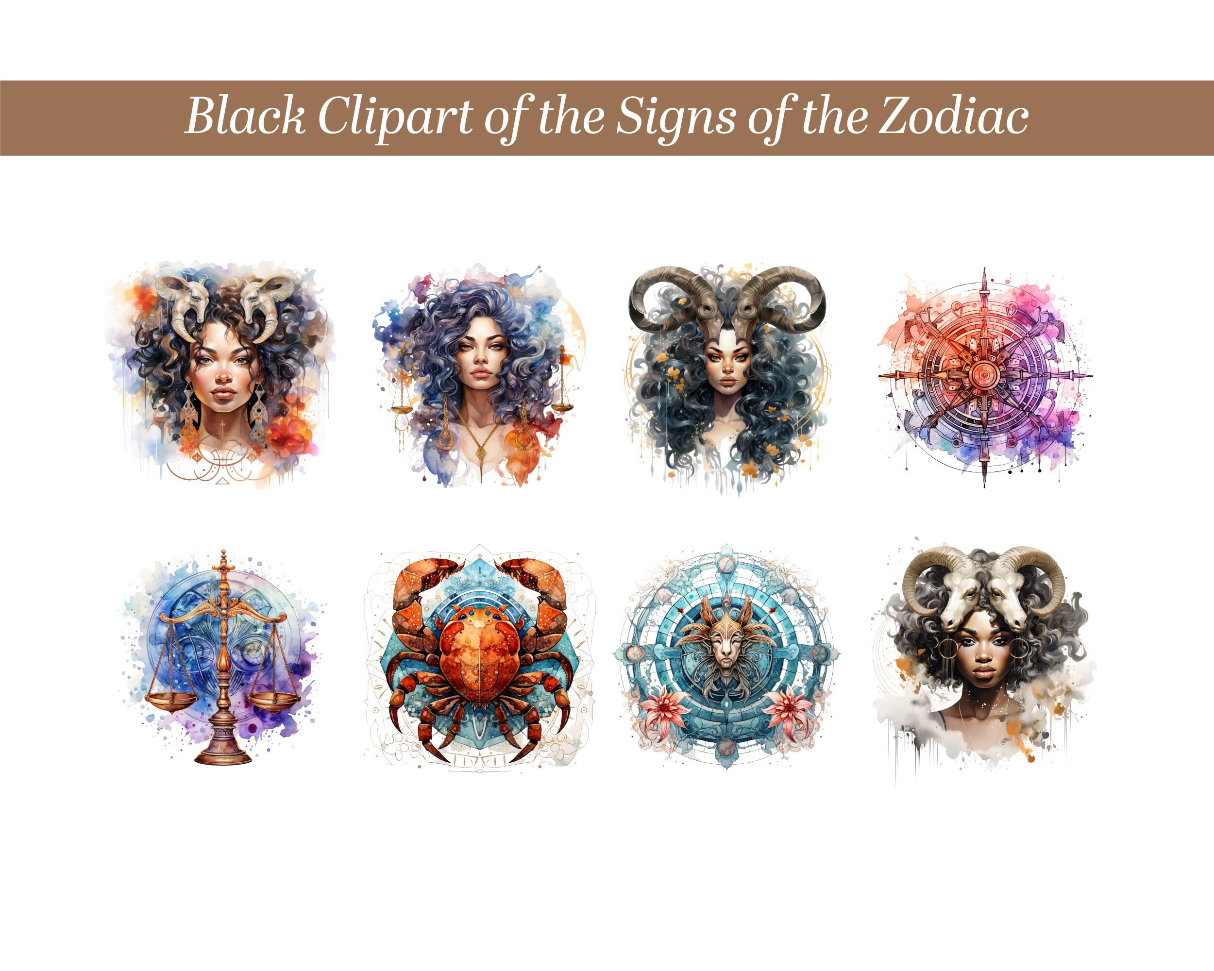 African American Zodiac Women Clipart (PNG Digital Download) - Etsy