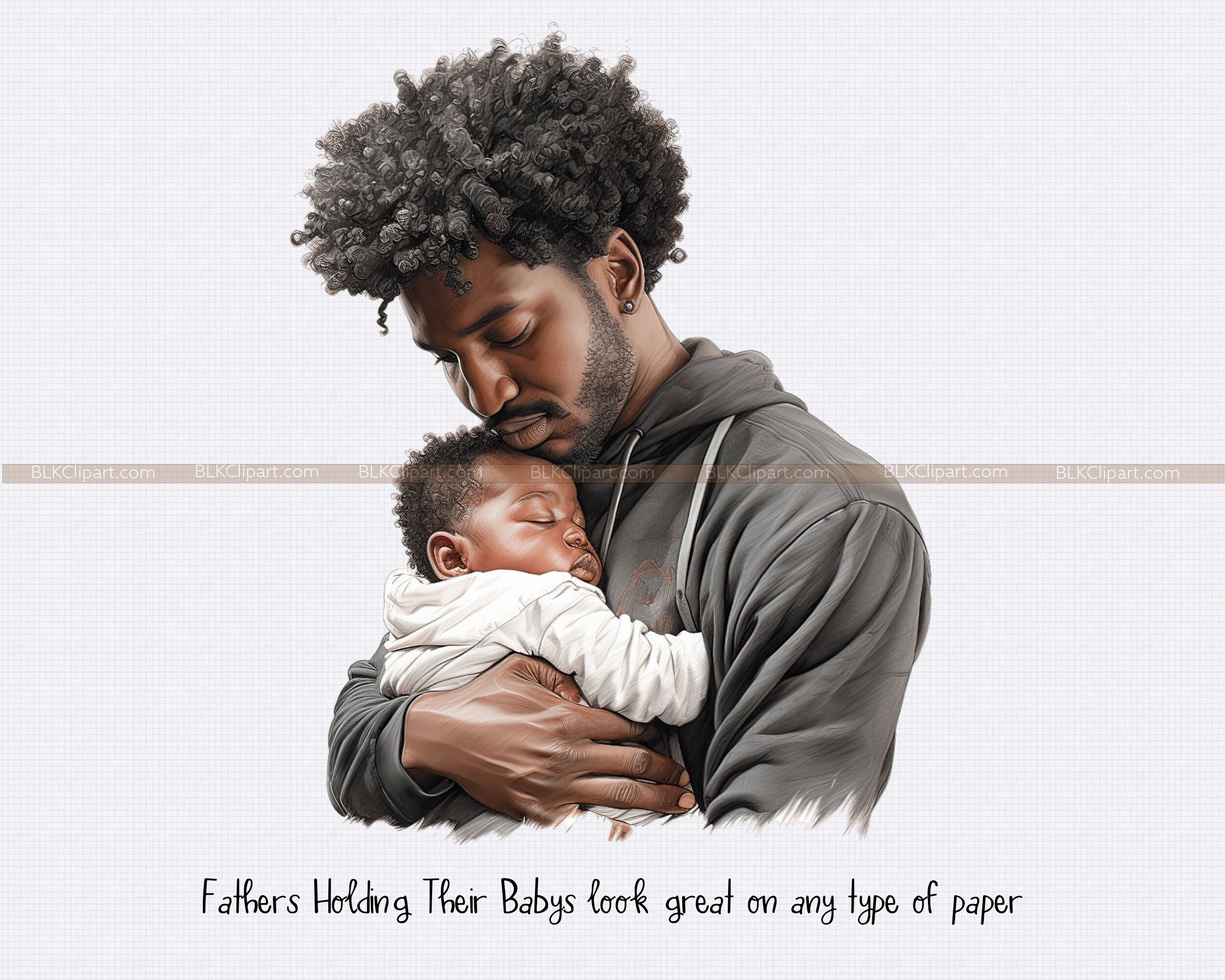 African American Father Holding His Beautiful Baby Child. Black Clipart Set Showing a Black ...