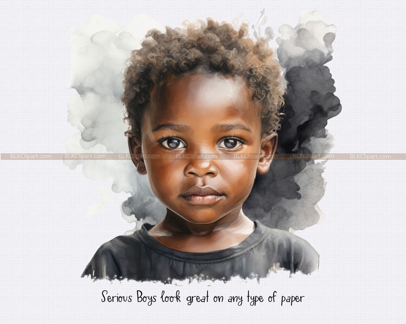 Black Clipart of Serious Young African American Boys Who Have Seen a ...