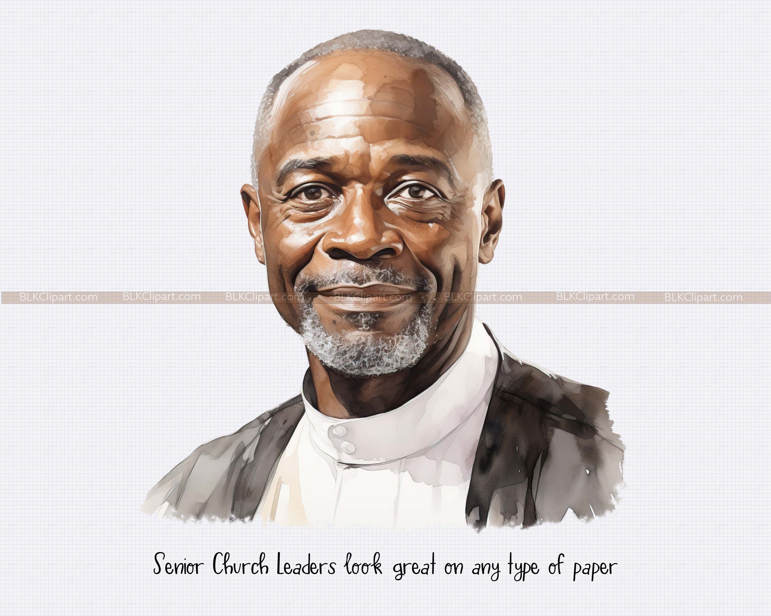 African American Church Leaders Watercolor Clipart (digital Download ...