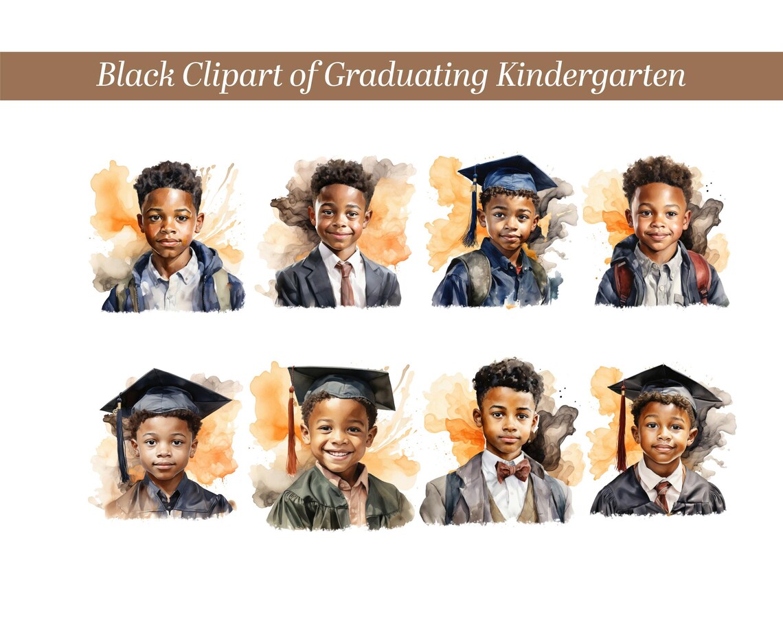 Black Clipart of African American Boys Graduating Kindergarten. Sweet ...