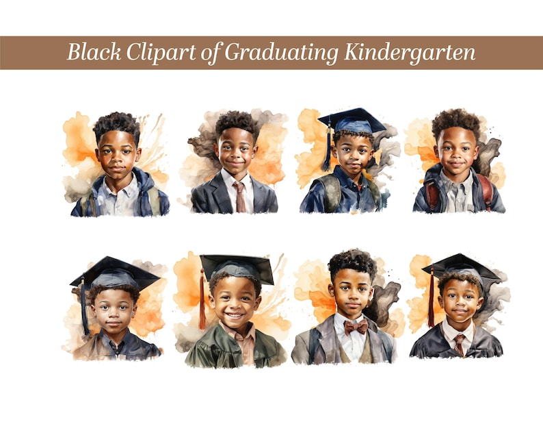 Black Clipart of African American Boys Graduating Kindergarten. Sweet ...
