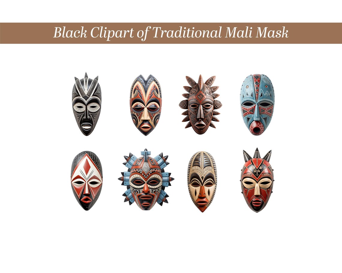 African Traditional Mali Masks Clipart, Illustrations, Transparent PNG ...