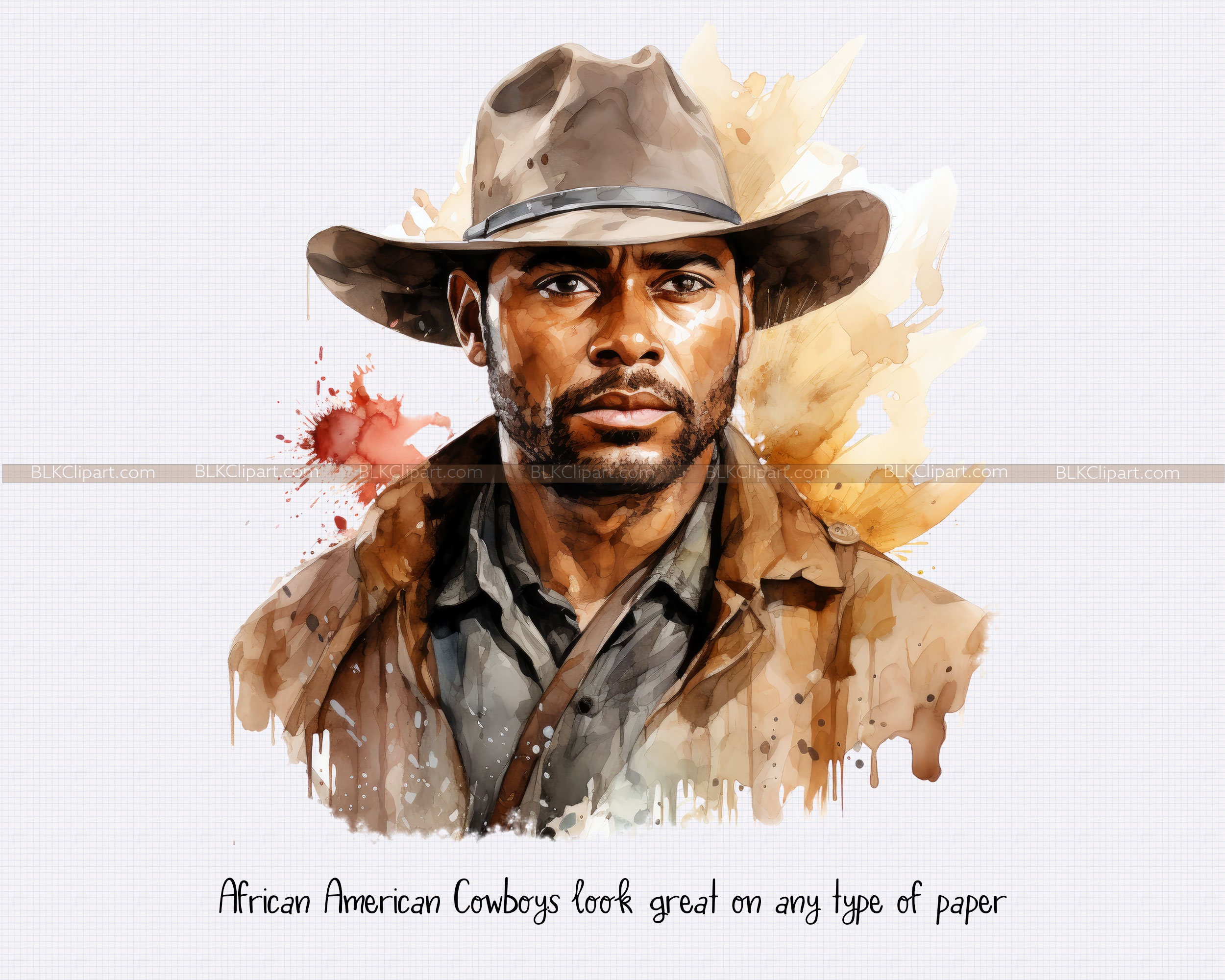 African American Clipart of Wild West Cowboys in Watercolor Clipart ...
