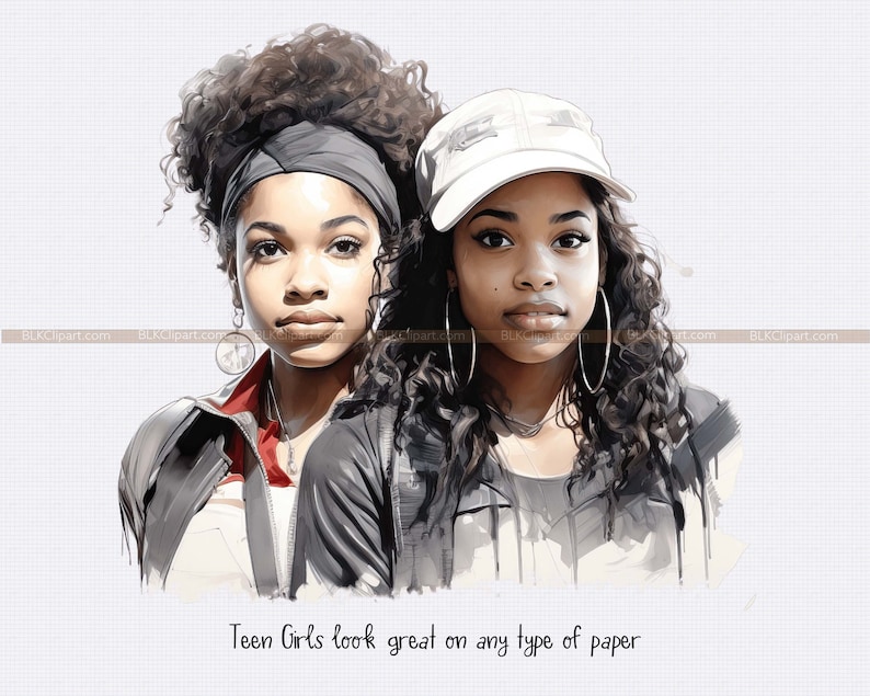 African American Teen Girls in Beautiful Clipart. Black Girl Magic ...