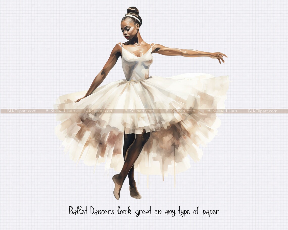 African American Ballerina Clipart. Elegant Dancer Clipart. African ...