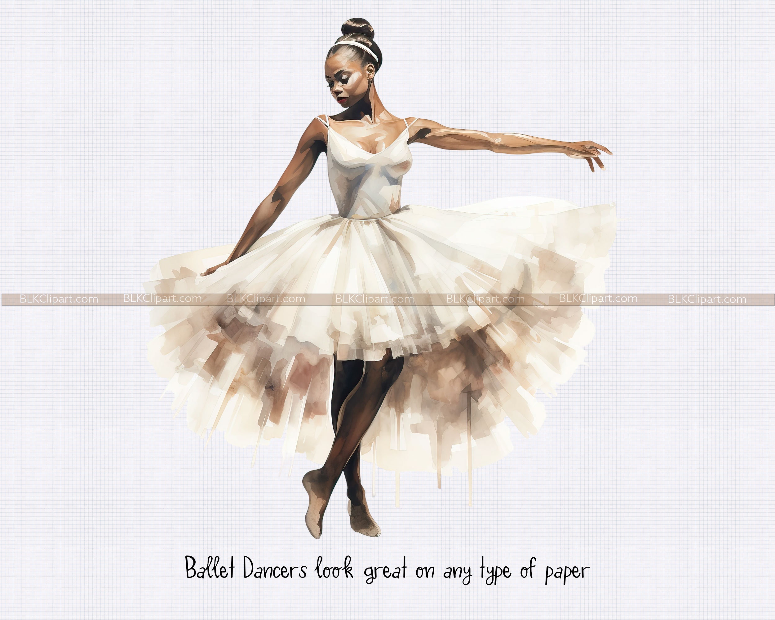 African American Ballerina Clipart: Elegant Dancer PNG (digital ...