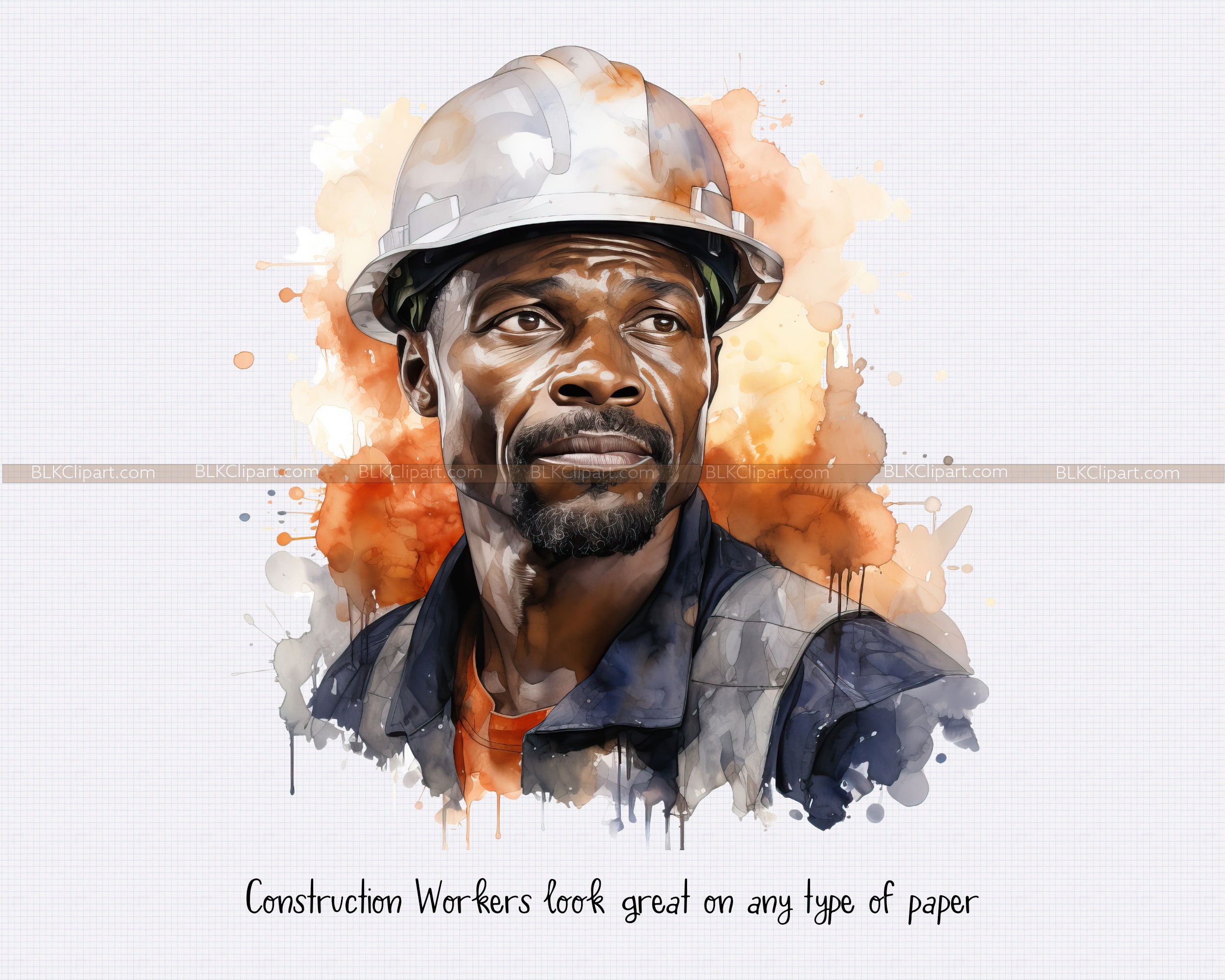 African American Clipart of Rugged Black Construction Workers. Black ...
