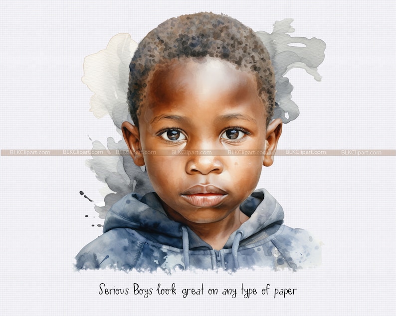 Black Clipart of Serious Young African American Boys Who Have Seen a ...