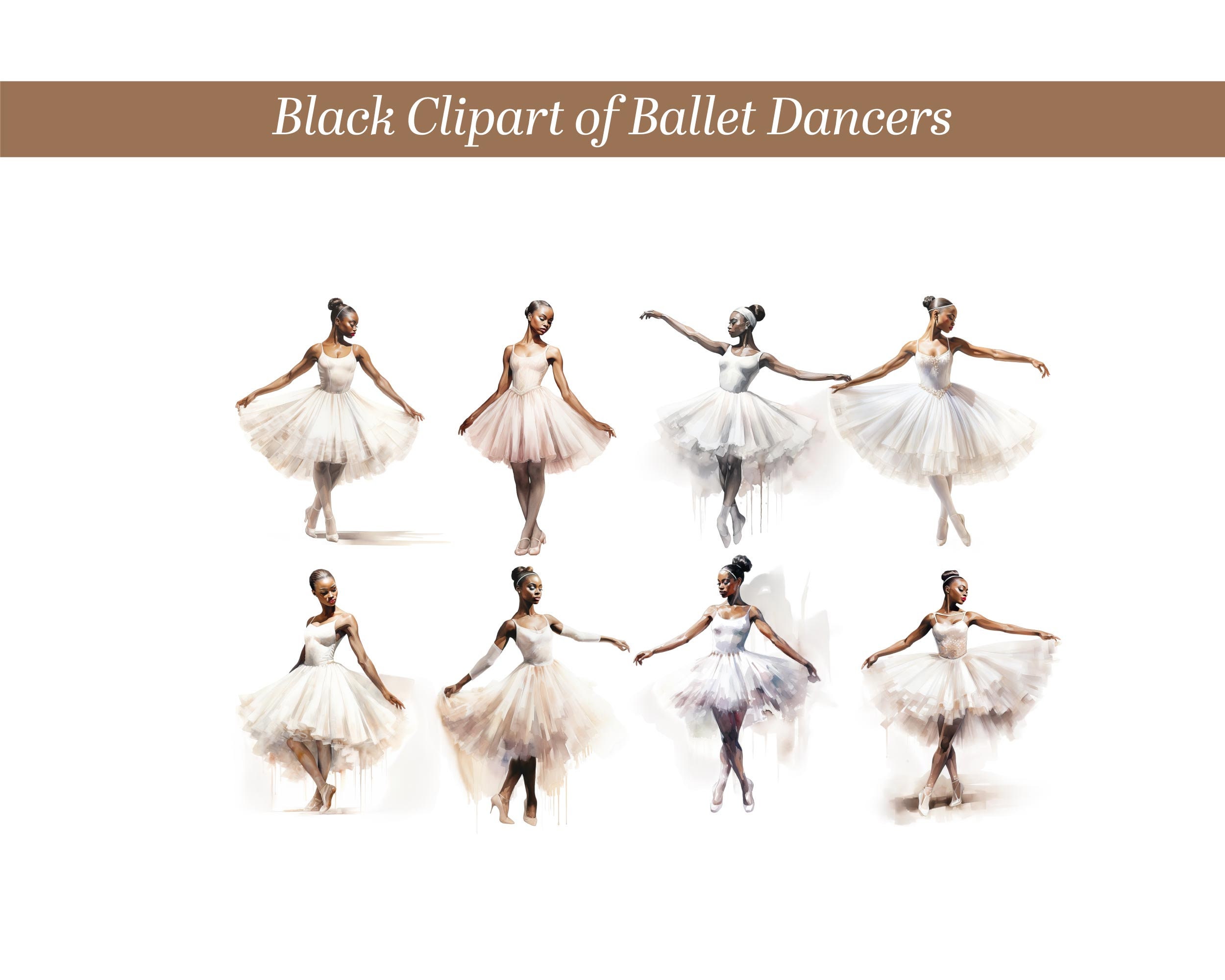 African American Ballerina Clipart: Elegant Dancer PNG (digital ...
