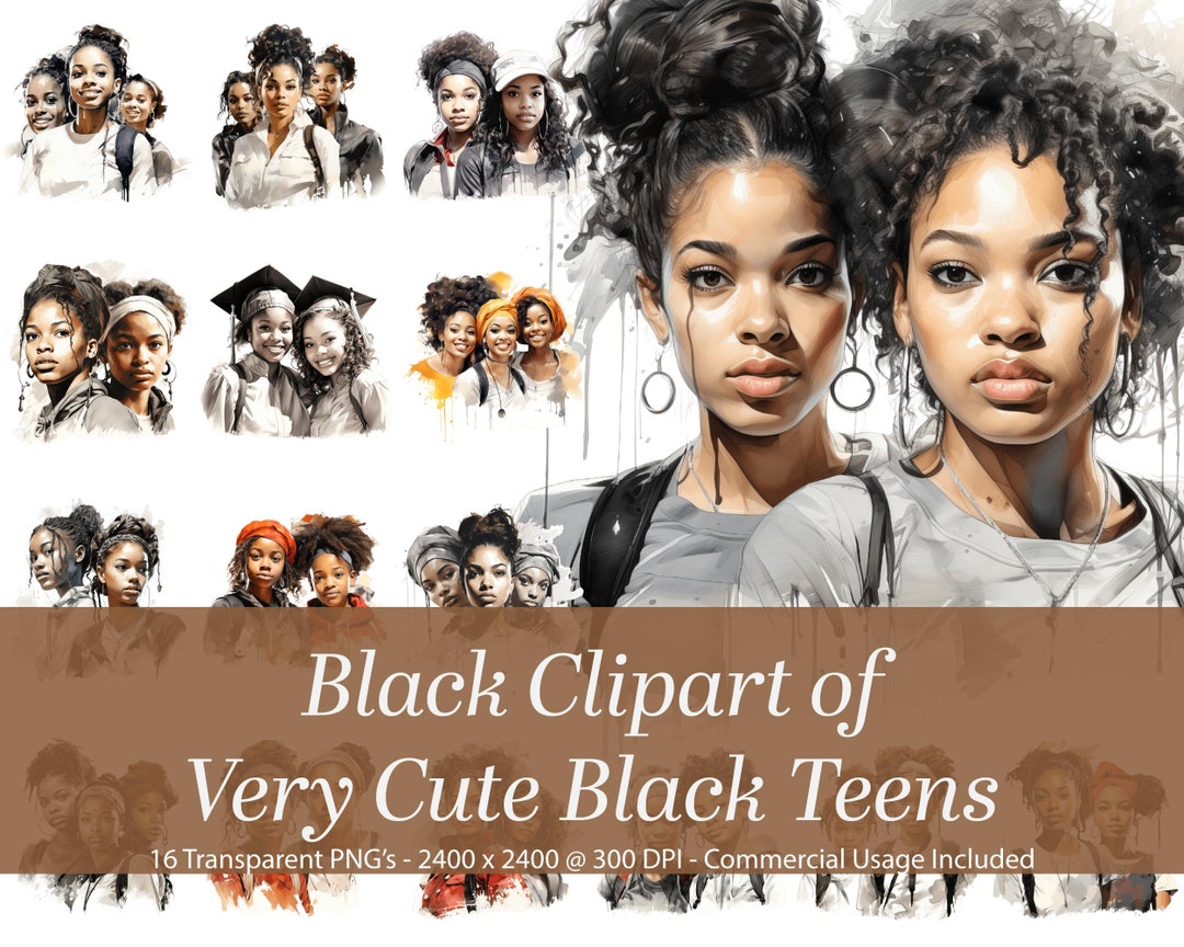 African American Teen Girls in Beautiful Clipart. Black Girl Magic ...